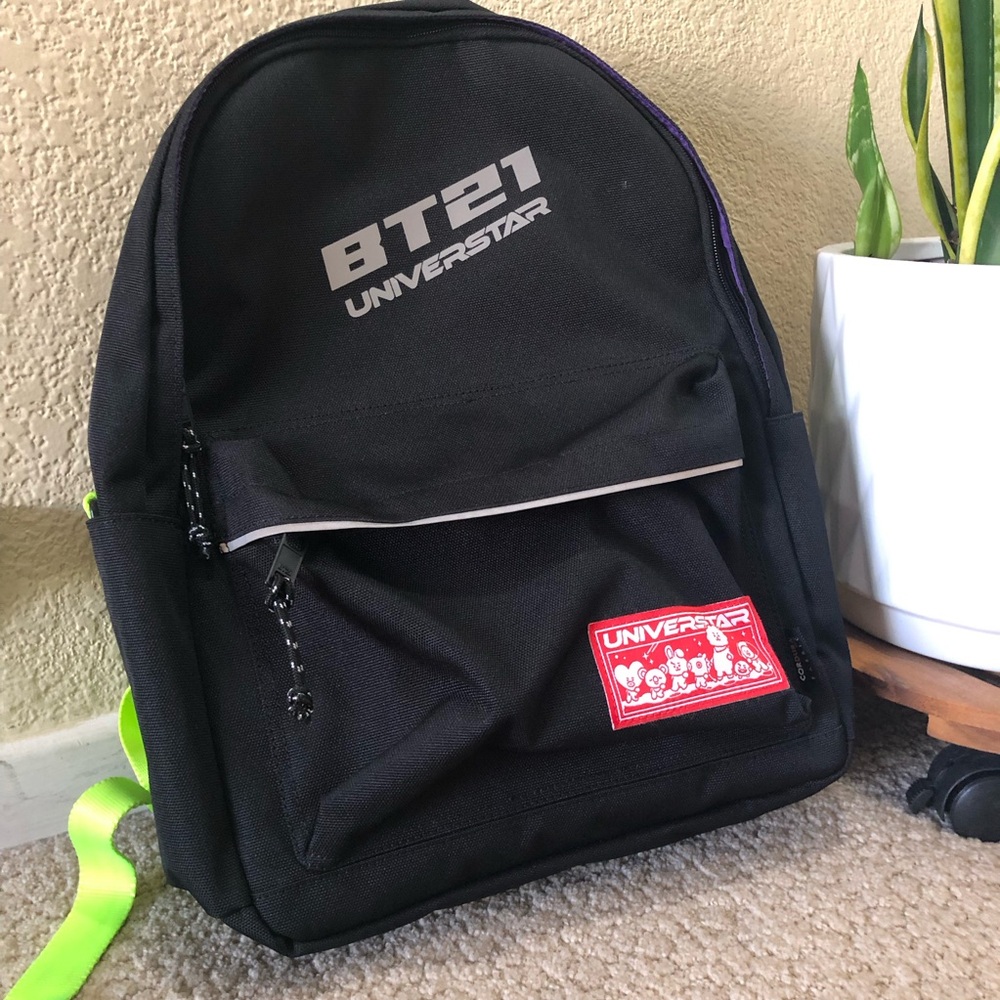 Bt21 Universtar Bts Backpack Black Neon Green - Gem